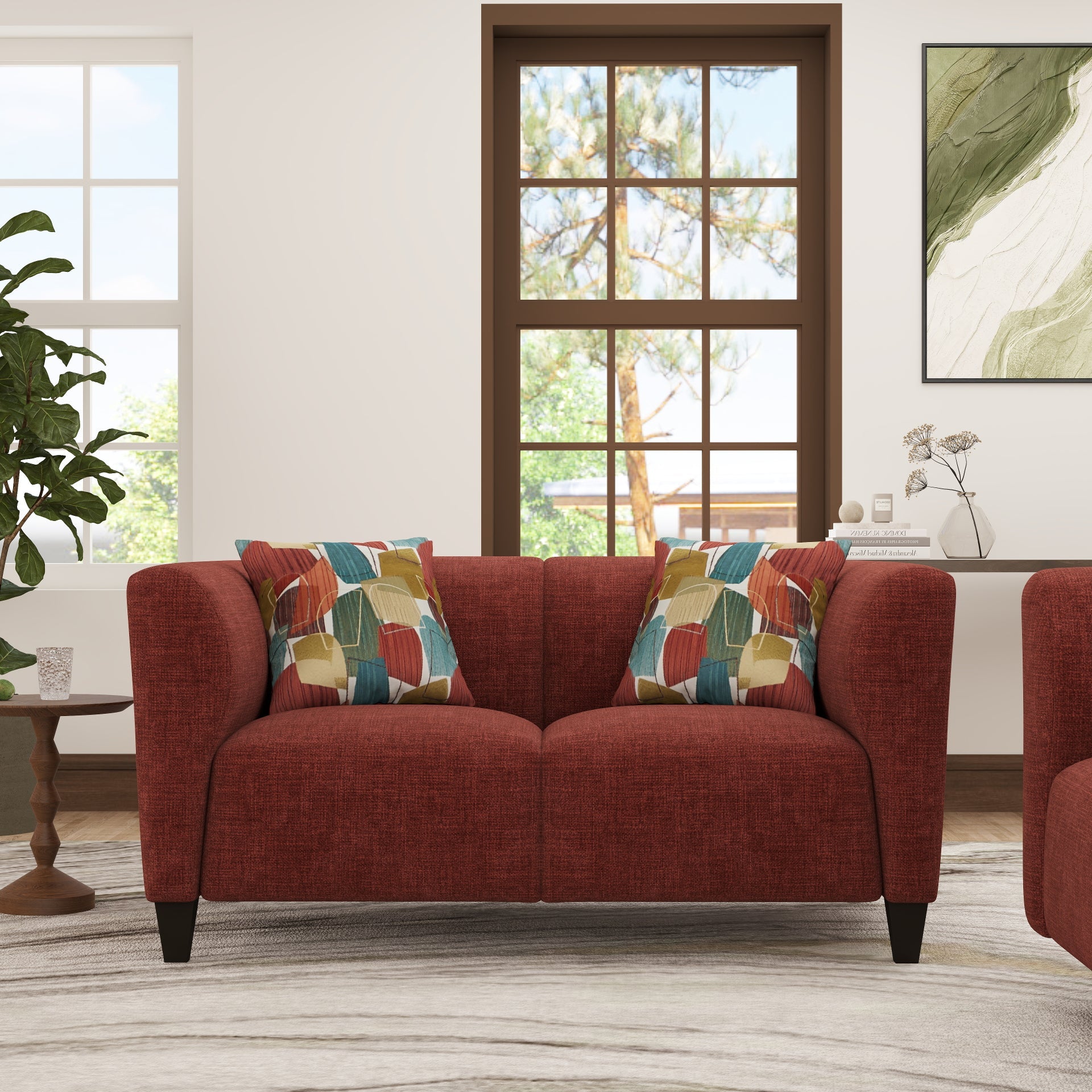 Roundhill Furniture Della Upholstered Stationary Loveseat – Furnituremaxx